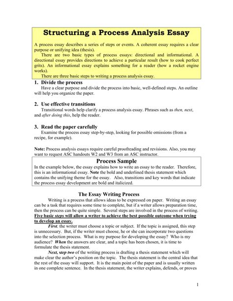 Reflection Essay Process Analysis Essay Examples
