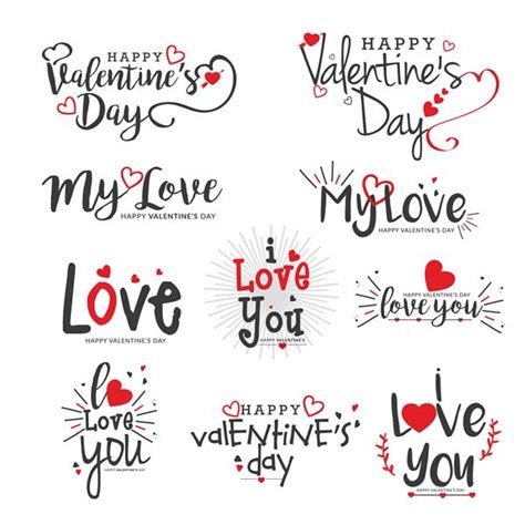 ست طرح حروف قدیمی با دست کشیده شده روز ولنتاین مبارک 1693004