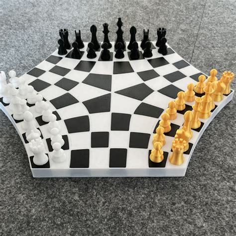 3d Print Of Three Player Chess Board Set And Puzzle By Burntuner