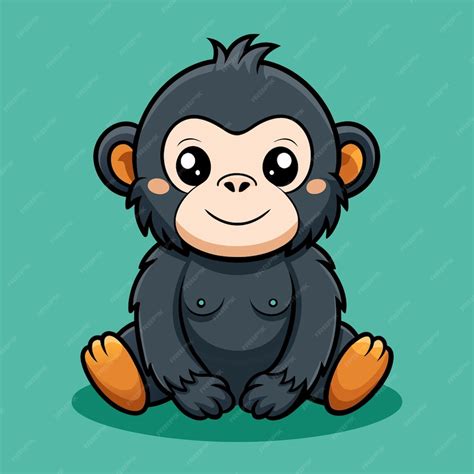 мультфильм гориллы на зеленом фоне Премиум векторы