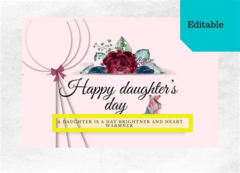 Daughter Day Card Printable And Editable Canva Template Daughter