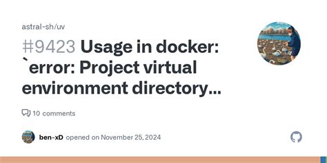 Usage In Docker `error Project Virtual Environment Directory App