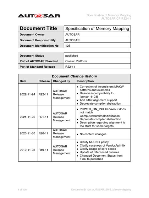 Autosar Sws Memorymapping Pdf Modular Programming Software