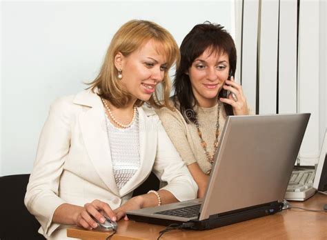 Two With Laptop Computer Stock Image Image Of Laptop