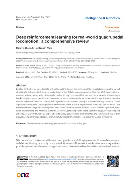 Pdf Deep Reinforcement Learning For Real World Quadrupedal Locomotion