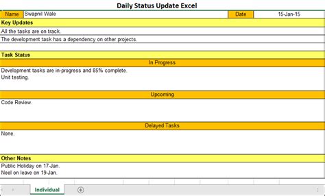 Daily Status Report Template Excel And Word Template Itsm Docs Itsm Documents And Templates