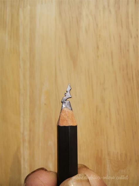 Mahesh Shiva Pencil Carving Art Batman Logo On Carved On Pencil Lead