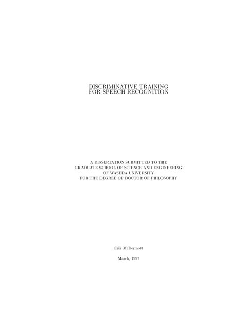 Pdf Discriminative Training For Speech Recognition