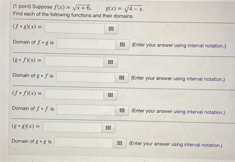 [solved] 1 Point Suppose F X Sqrt{x 6} Quad G X