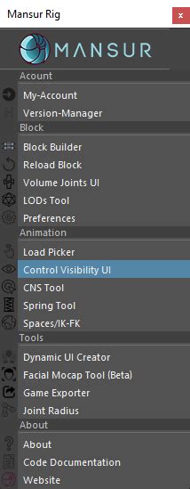 Control Visibility Tool Mansur Rig Documentation