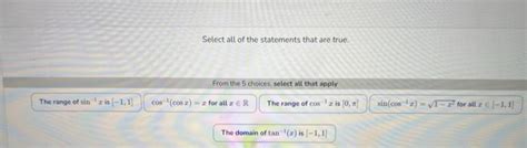 Solved Select All Of The Statements That Are True From The Chegg Com