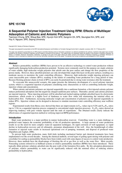 Pdf A Sequential Polymer Injection Treatment Using Rpm Effects Of Multilayer Adsorption Of