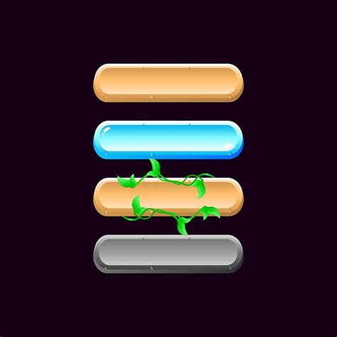 Premium Vector Set Of Game Ui Wooden Nature Button For Gui Asset Elements