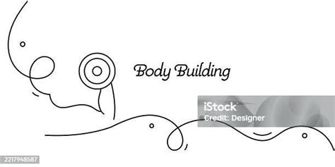 바디 빌딩 아이콘의 하나의 연속 선 그리기 단일 라인 벡터 일러스트 레이 션 0명에 대한 스톡 벡터 아트 및 기타 이미지 0명 개념 건강한 생활방식 Istock