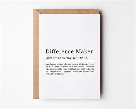 Difference Maker Definition Promotion Card Motivational Birthday Card New Job Card