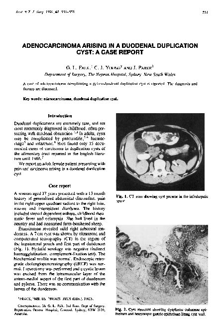 Pdf Adenocarcinoma Arising In A Duodenal Duplication Cyst A Case Report