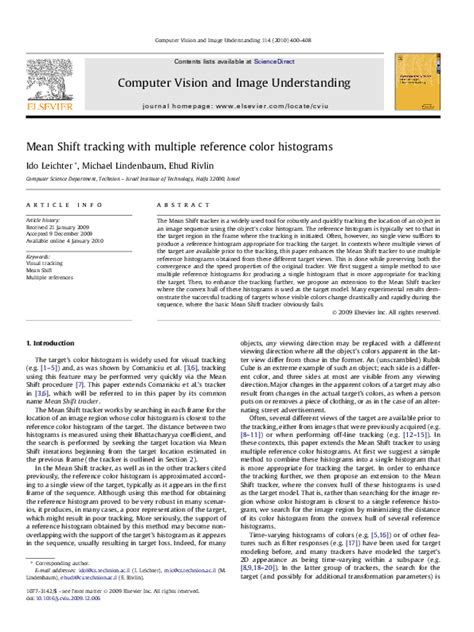 Pdf Mean Shift Tracking With Multiple Reference Color Histograms