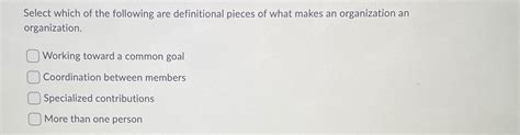 Solved Select Which Of The Following Are Definitional Pieces