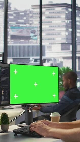 Vertical Computer Scientist Using Isolated Screen Pc To Create Machine