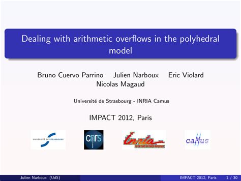 [ppt] dealing with arithmetic overflows in the polyhedral model bruno