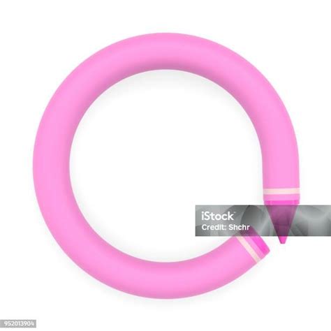 분홍색 왁 스 크레용 글꼴 기호흰색 배경 3d 렌더링에 원형 모양 설정 0명에 대한 스톡 사진 및 기타 이미지 0명 3차원 형태 공예 Istock