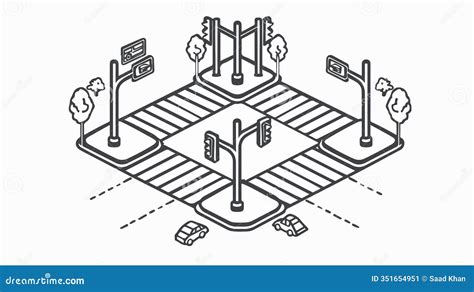 Road Intersection Outline Icon Vector Illustration Stock Vector Illustration Of Transportation