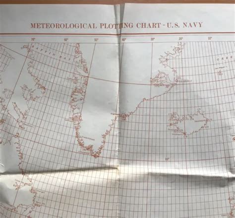 Wwii Us Navy ‘meteorological Plotting Chart Map Of North Atlantic Ocean 1942 Eur 934