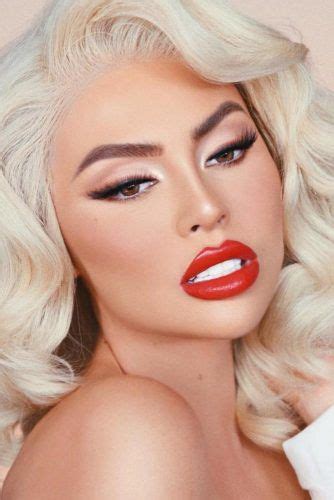 Blonde Hair Red Lipstick Makeup Mugeek Vidalondon