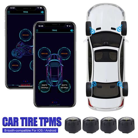 Free Ship Tire Pressure Monitoring System 4pcs Bluetooth Tpms External Sensors Real Time