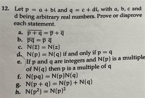 Solved 2 Let P A Bi And Q C Di With A B C And D Being