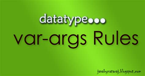 Different Type Of Vararg Rules In Java Javabynataraj