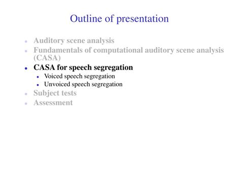 Ppt Computational Auditory Scene Analysis And Its Potential