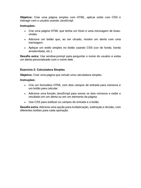 Exercício Javascript Pdf