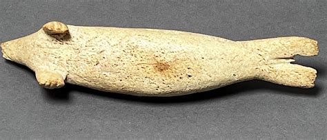 Inuit Carved Seal From Bone Whale Or Seal Bone Fossilized Canada Or Alaska Region Sturgis Antiques
