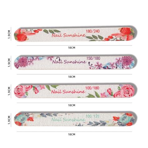 Badu Bg 10 бр Партида Дървена пила за нокти 100 180 Тънък шаблон за печат Шкурка Буферен блок