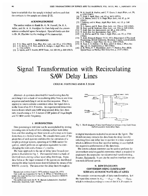 Signal Transformation With Recirculating Saw Delay Lines Ieee Journals And Magazine Ieee Xplore