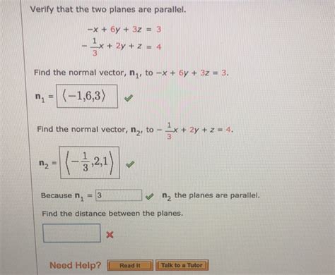 Solved Verify That The Two Planes Are Parallel X 6y 3z