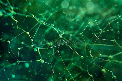 Abstract Green Background With Connecting Dots And Lines Network Connection Structure Stock