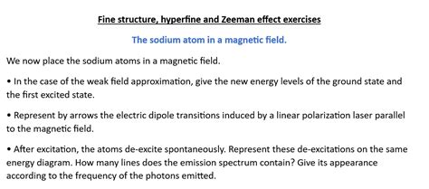 Solved Fine Structure Hyperfine And Zeeman Effect