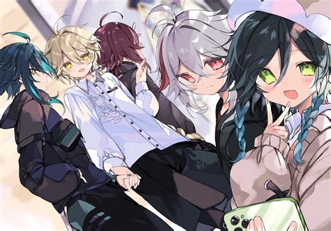 Aether Venti Xiao Kaedehara Kazuha And Shikanoin Heizou Genshin Impact Drawn By 52hz
