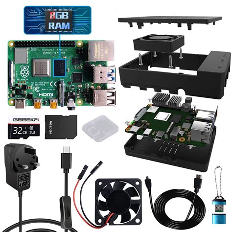 GeeekPi Raspberry Pi 4 Model B 8GB RAM 32GB Micro SD Card Ultimate Kit With Raspberry Pi 4