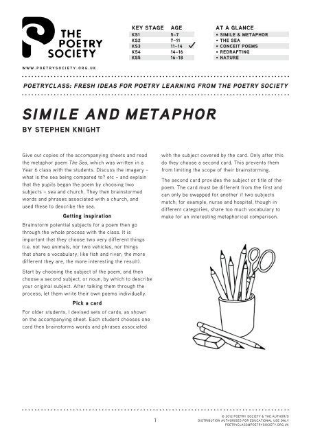 Simile And Metaphor The Poetry Society