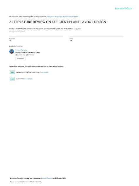 2016 A Literature Review On Efficient Plant Layout Design Pdf Mathematical Optimization