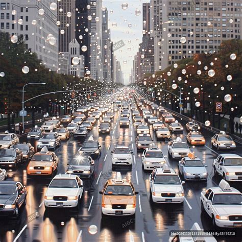 Ai创作图拥堵的城市 车水马城市道路 雨天城市交通 城市交通状况 拥挤车流 拥挤车辆 繁忙喧嚣的城市 车流大 行驶在雨天城市街道上 拥挤的车辆 拥挤的城市交通 城市交通高峰期 城市的车流 城市