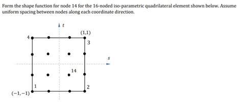 Solved Form The Shape Function For Node 14 For The 16 Noded
