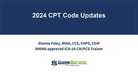 WEBINAR 2024 CPT Code Updates Harmony Healthcare