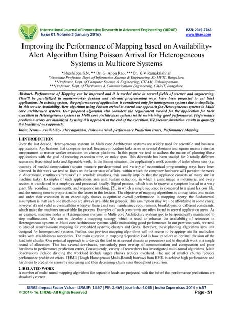 Improving The Performance Of Mapping Based On Availability Alert
