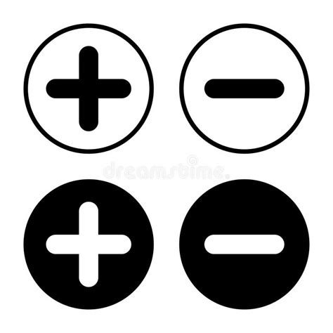 Plus And Minus Icon Vector On Black Circle Positive And Negative Sign