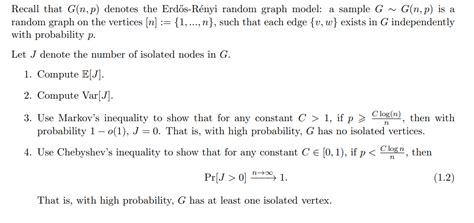 Solved Recall That Gnp ﻿denotes The Erdős Rényi Random