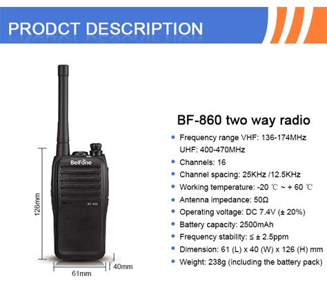 Belfone Portable Professional W Analog Radio Mah Battery